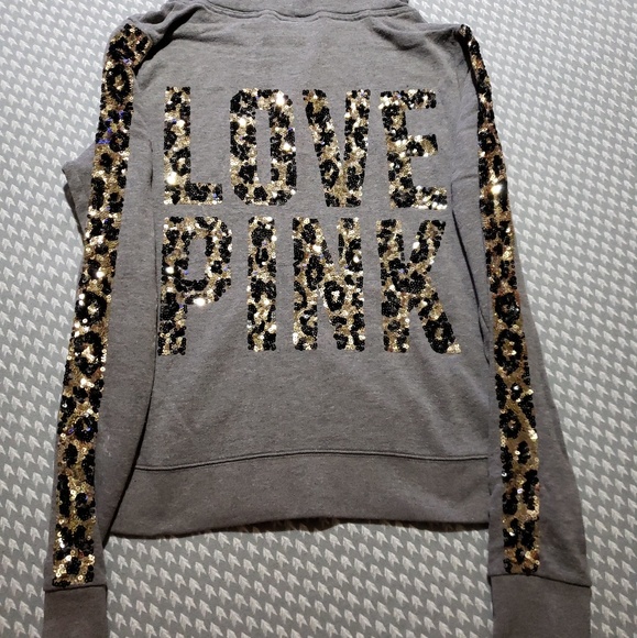 PINK Victoria's Secret | Tops | Rare Vs Pink Cheetah Bling Zip Up ...